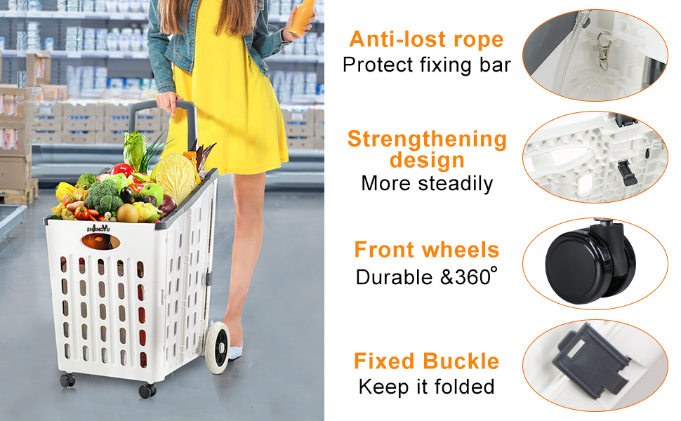 Foldable Large Shopping Cart, Portable Shopping Cart, Supermarket ...