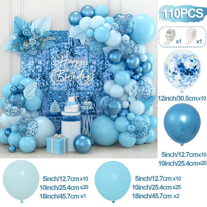 111pcs Ocean Style Balloon Happy Birthday Belon Birthday Party Set ...