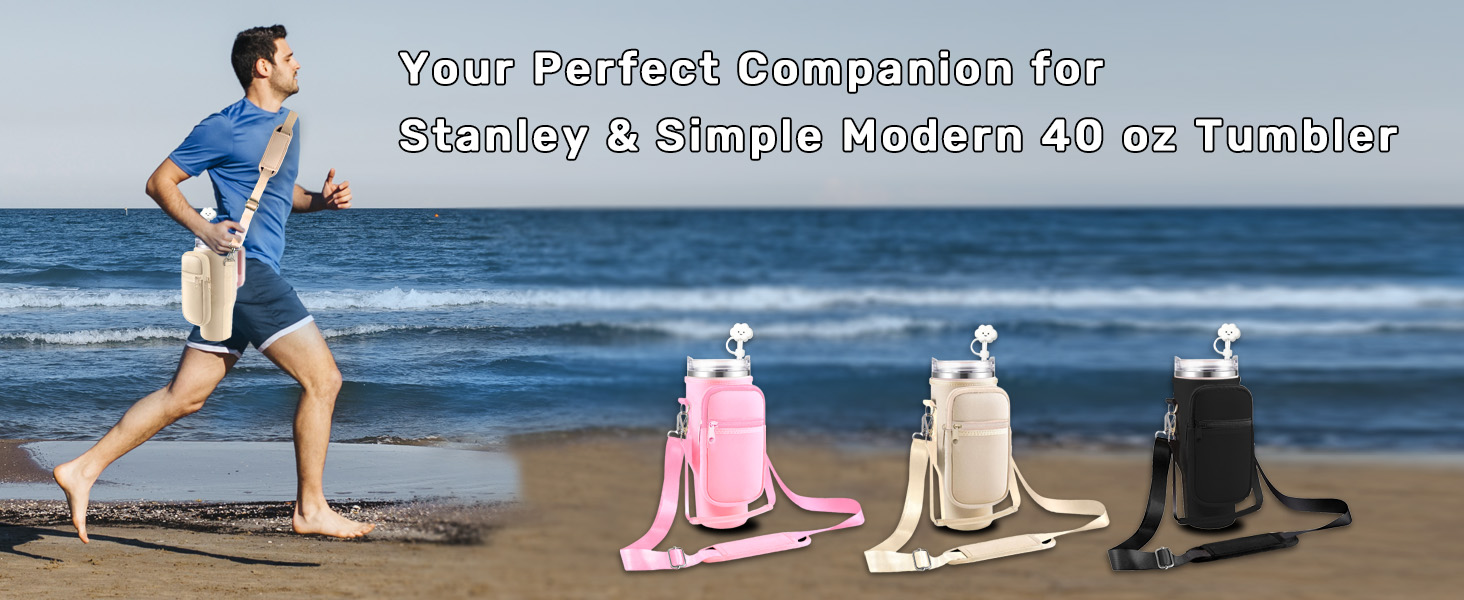 Water Bottle Holder with Strap and Pouch for Stanley Cup 40 oz Tumbler ...