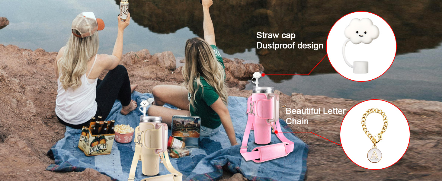Water Bottle Holder with Strap and Pouch for Stanley Cup 40 oz Tumbler ...