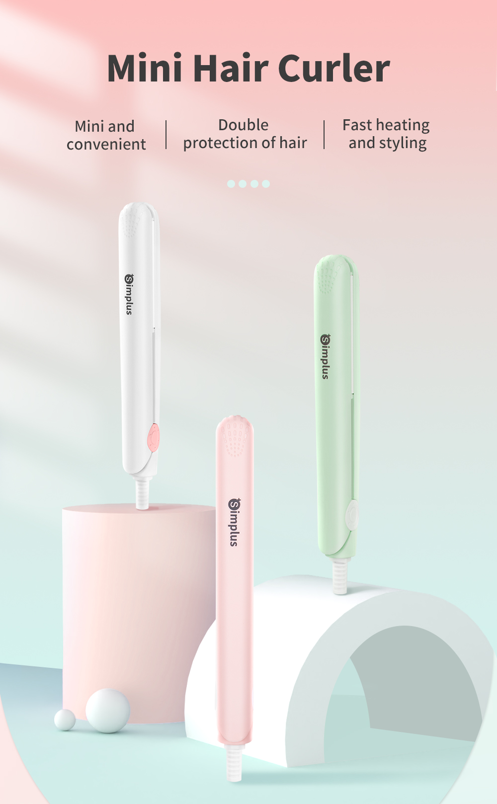 Simplus Mini Hair Straightener And Curler Iron Portable Perfect for All ...