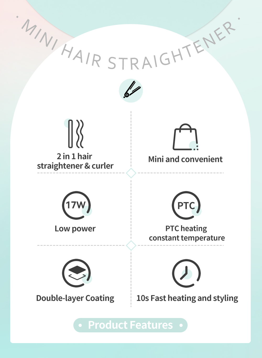 Simplus Mini Hair Straightener And Curler Iron Portable Perfect for All ...