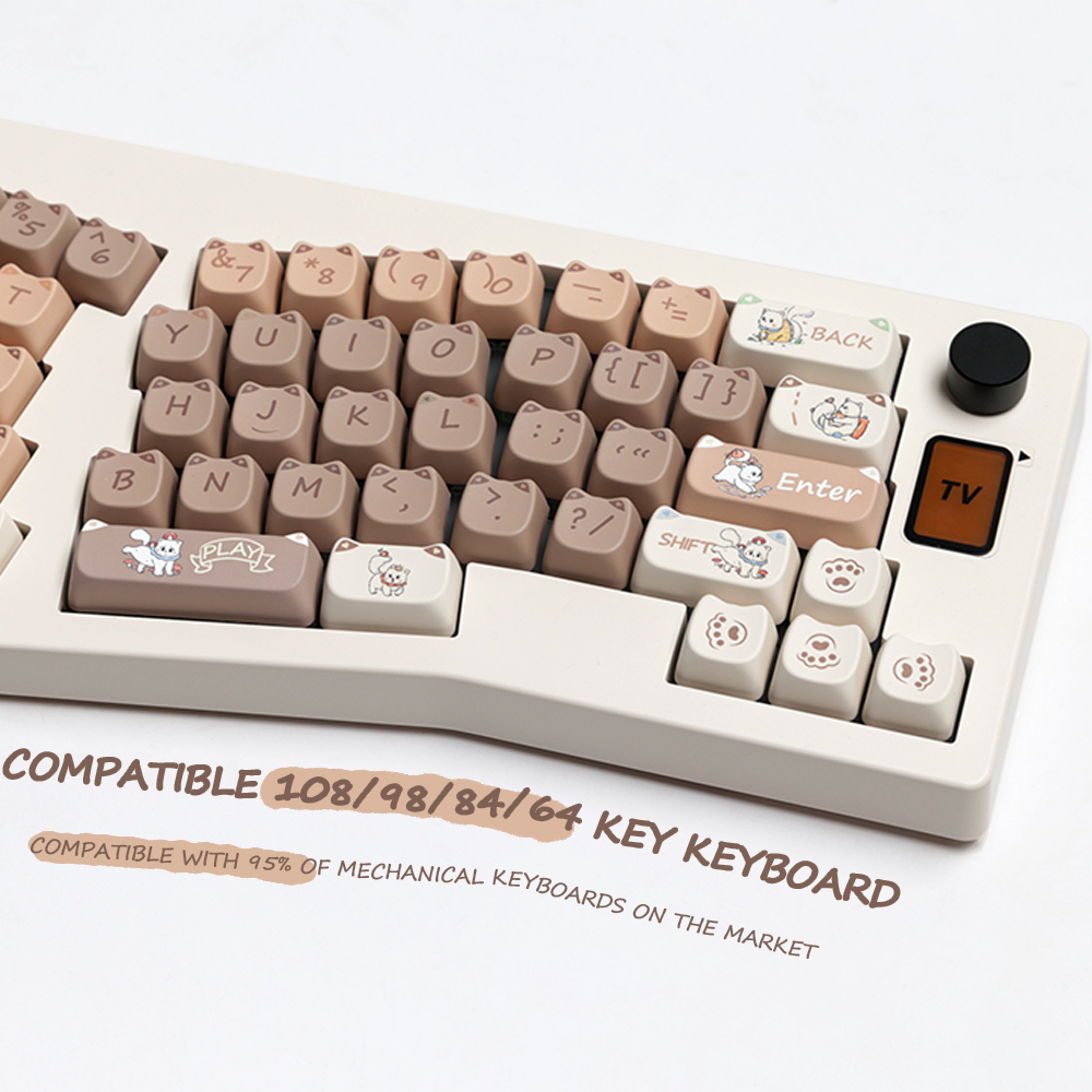 Purple Dream Rabbit 140Keys/Set Keycaps Cat Ear Shape PBT MAO Profile ...