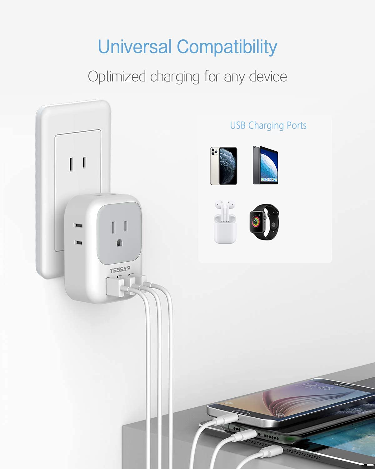 TESSAN Type A Travel Adapter with Multi 2 Pin Plug+USBC, for Japan ...