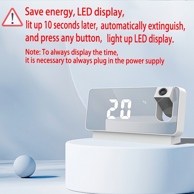 LED Electronic Clock Red Light Projection USB Charging Bedroom Living ...