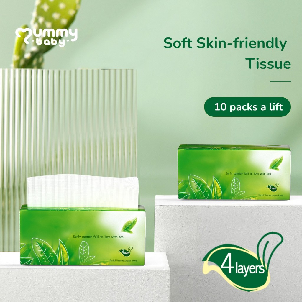 10pack GreenTea Tissue 4ply 40±4sheets Organic green tea Facial Tissue ...
