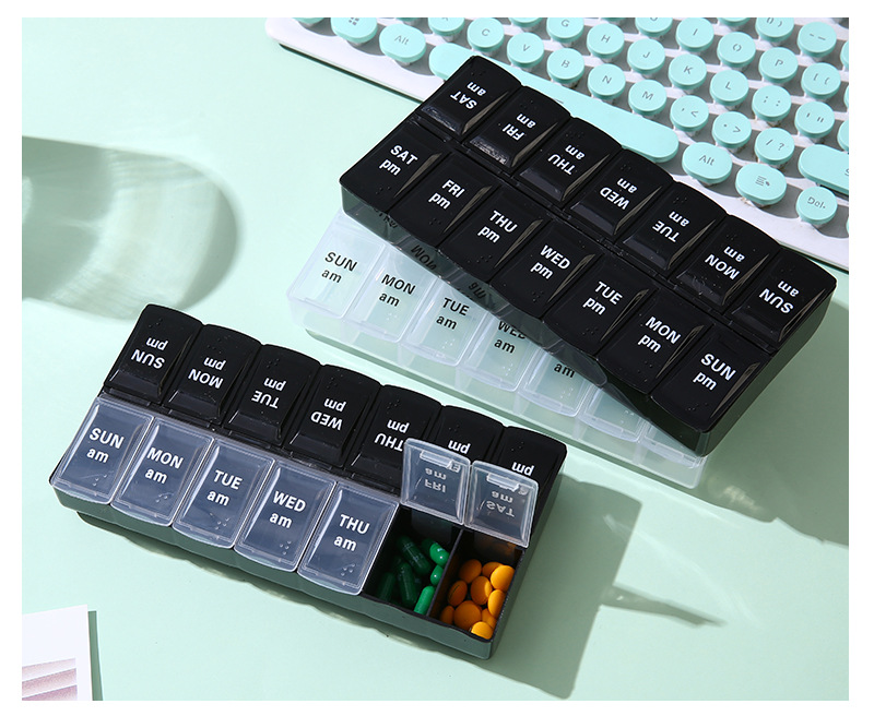 New Portable Compact Transparent One Week 7 days pill box Morning ...