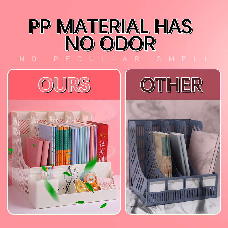 4 Column File Data Storage Rack PP Material Multi-functional Books ...