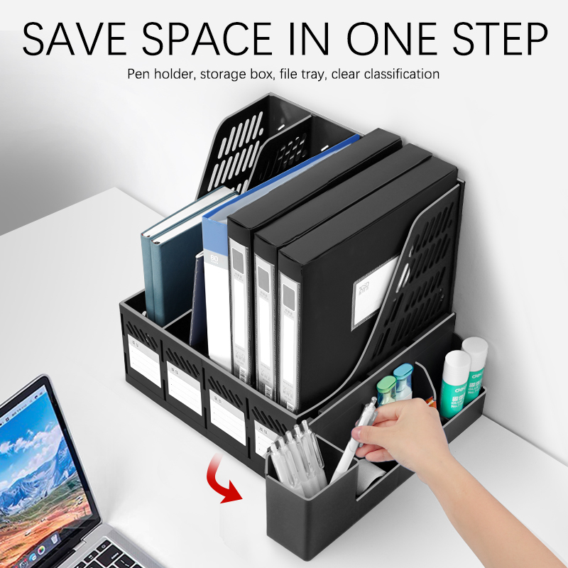 4 Column File Data Storage Rack Pp Material Multi Functional Books Pencil Sundries Storage Rack