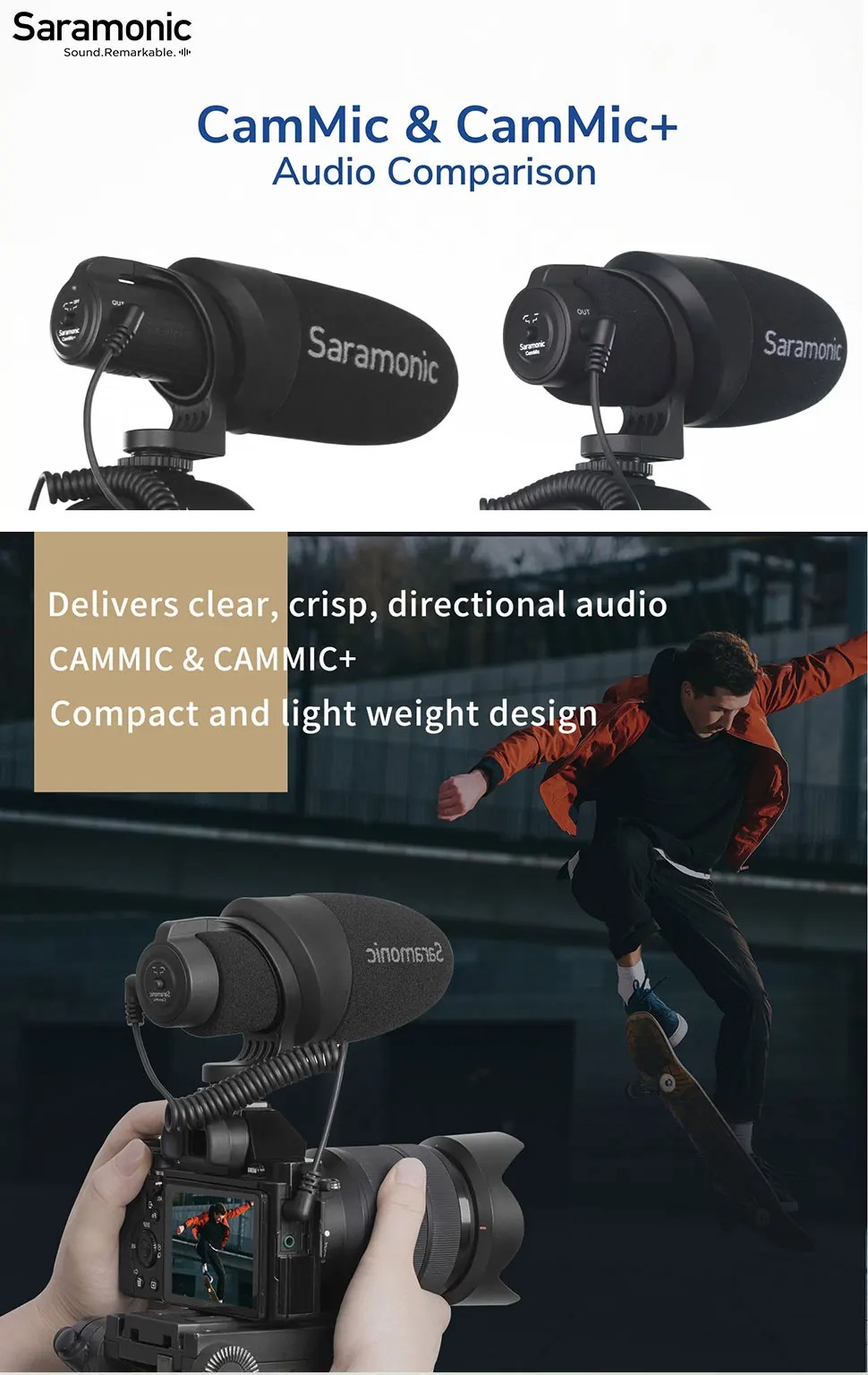 Saramonic CamMic CamMic+ Condenser On-Camera Shotgun Microphone for ...