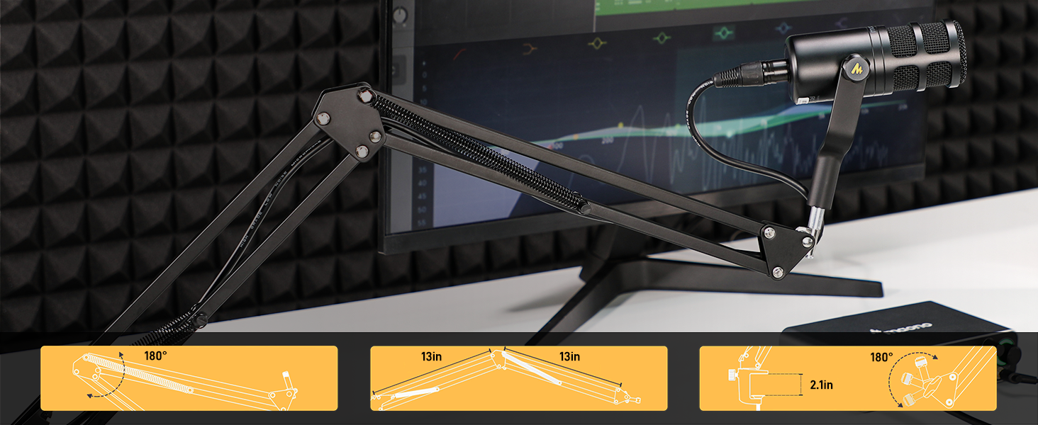 Maono PD100S Professional Podcast Dynamic Microphone Podcast Mic ...