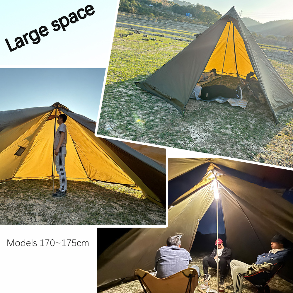 Flame Retardant Double Tipi Tent Outdoor Camping Waterproof Pyramid Hot ...