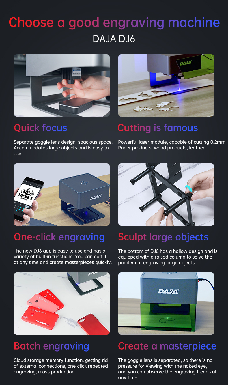 DAJA DJ6 Engraving Machine Marking Engrave Laser Machine Printer Wood ...