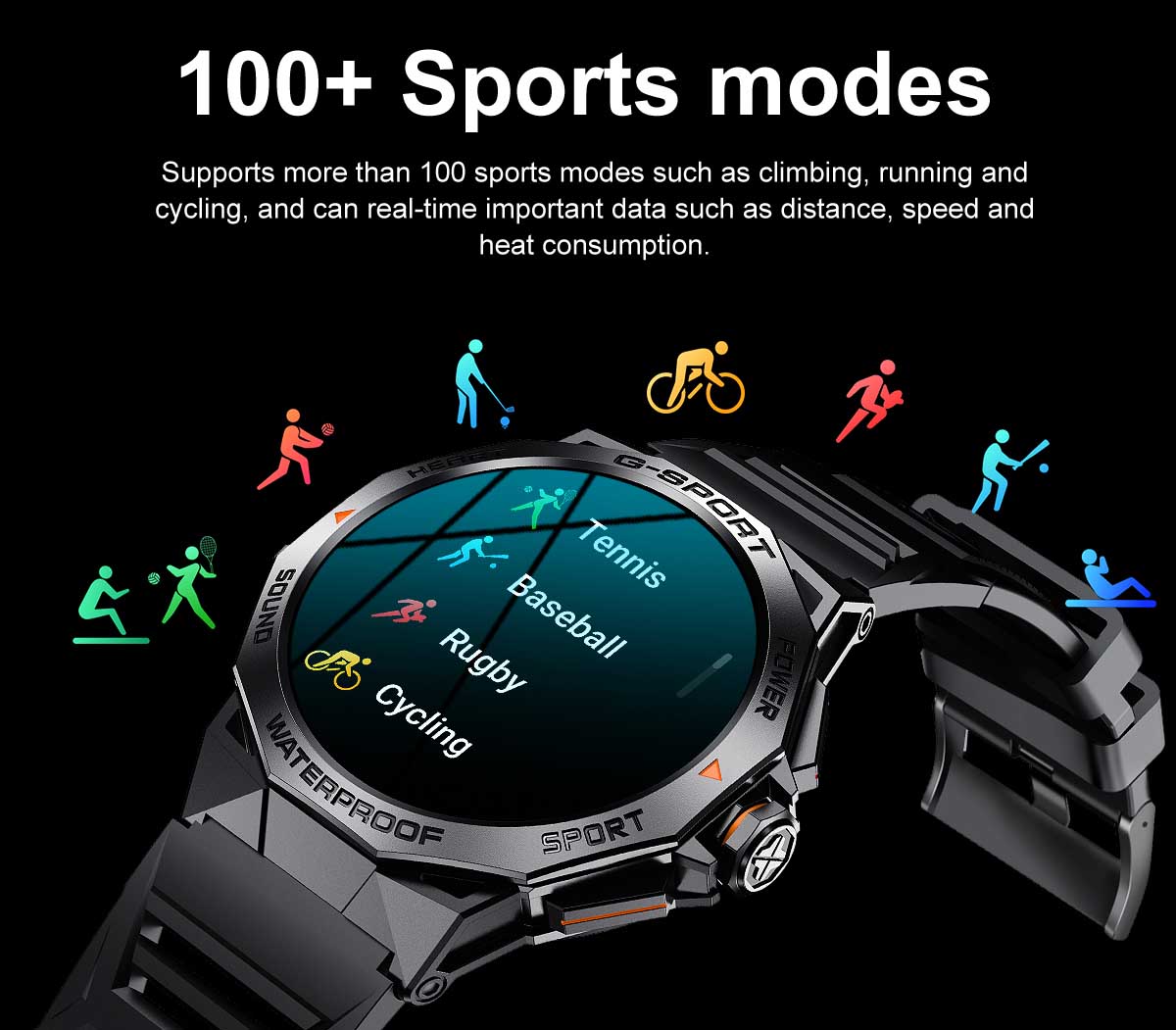 FILIEKEU Rugged Military Watch Bluetooth Call Waterproof Sport Fitness ...