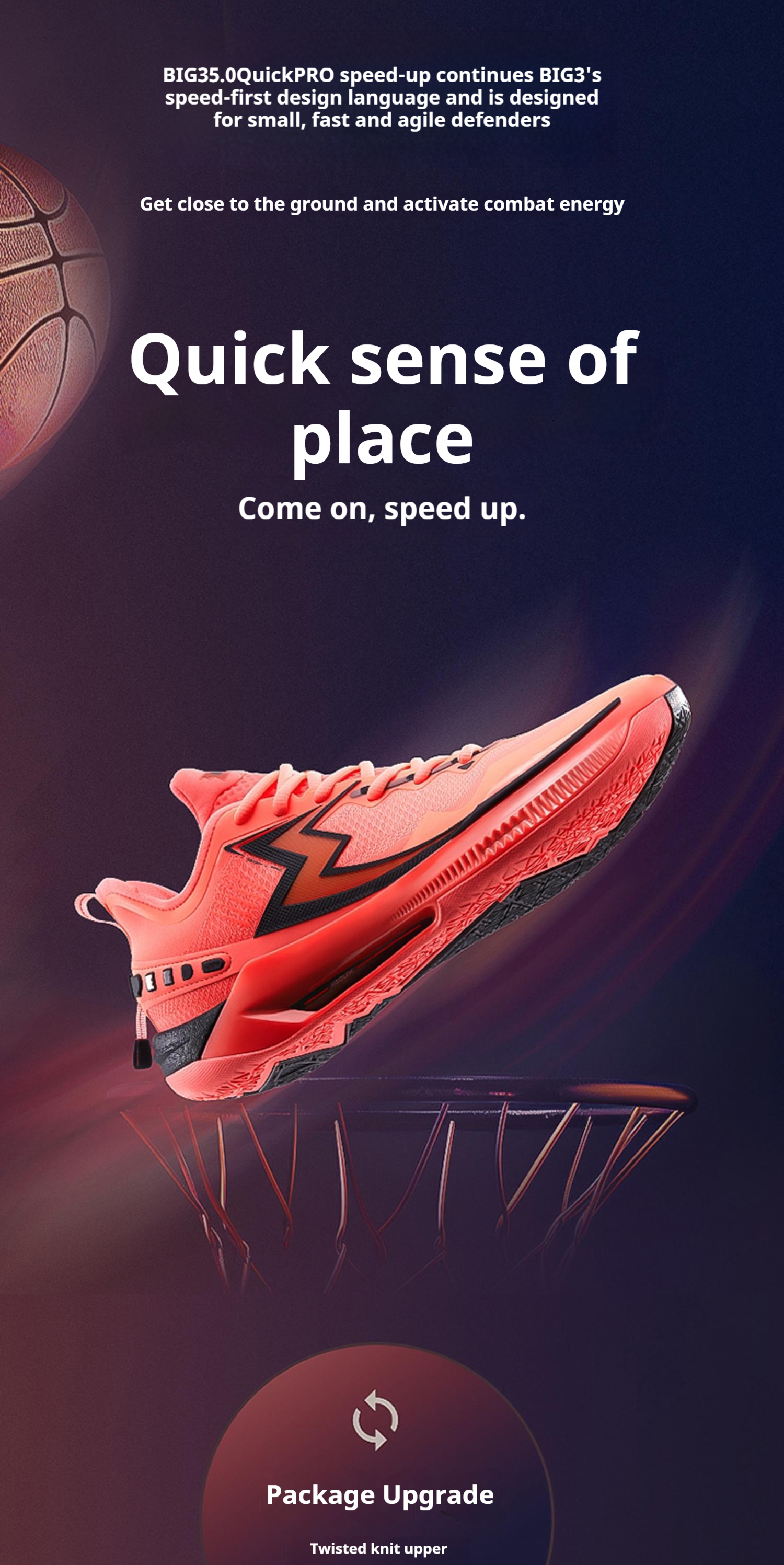 361 Degrees Big3 5.0 Quick Pro Men Basketball Shoes Wear-Resistant ...