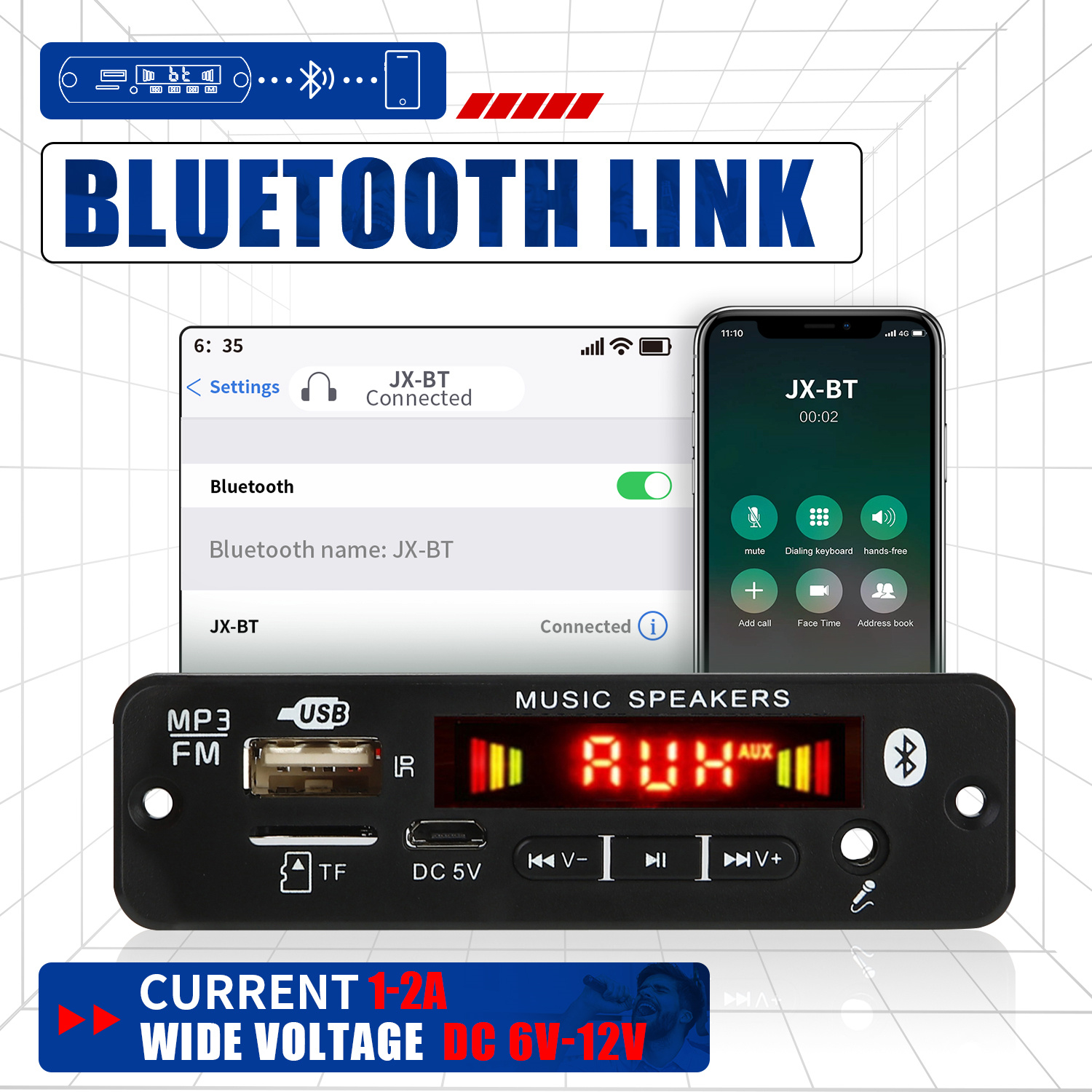 40W Amplifier MP3 Decoder Board DC 12V 18V Bluetooth 5.0 MP3 Player Car ...