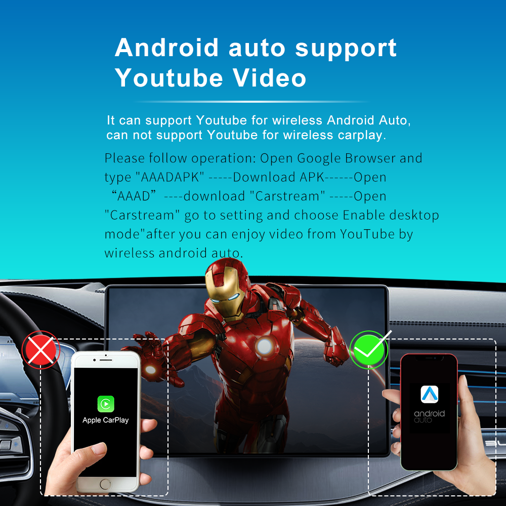 XUDA Wireless Carplay Box 2-in-1 Wired to Wireless Carplay Android Automatic Adapter 5.0 ...