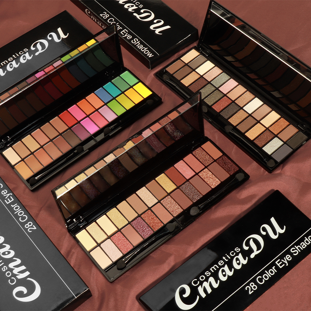 CmaaDu 28 Color Matte Pearl Eyeshadow Palette Stage Makeup Set Durable ...