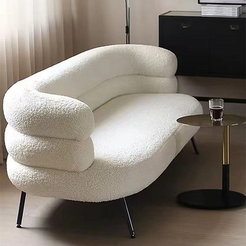 BLOE Creamy Windy Double Sofa Nordic Small Apartment Lambskin Living ...