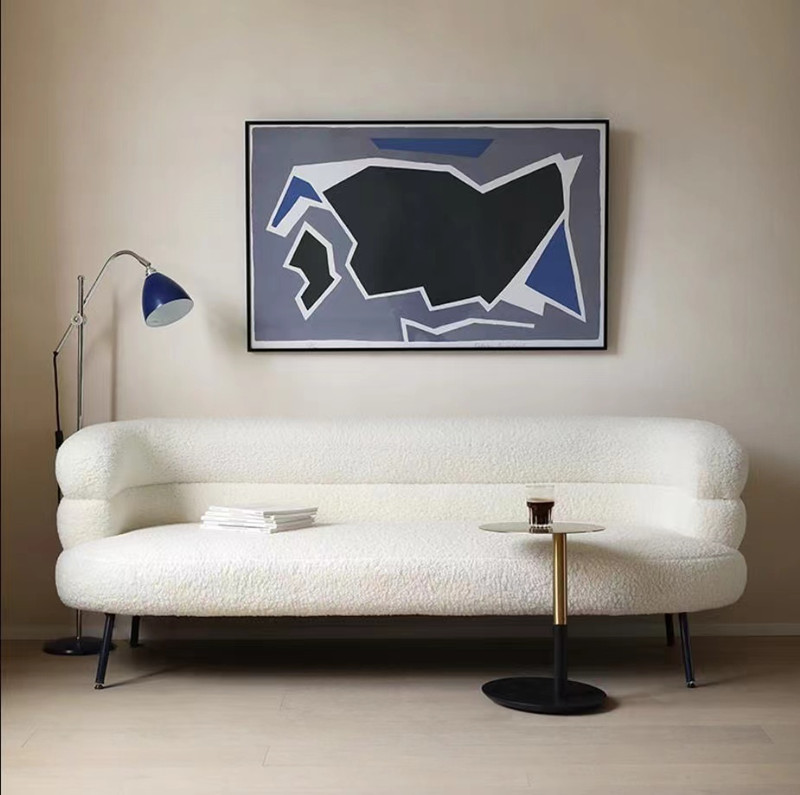 BLOE Creamy Windy Double Sofa Nordic Small Apartment Lambskin Living ...