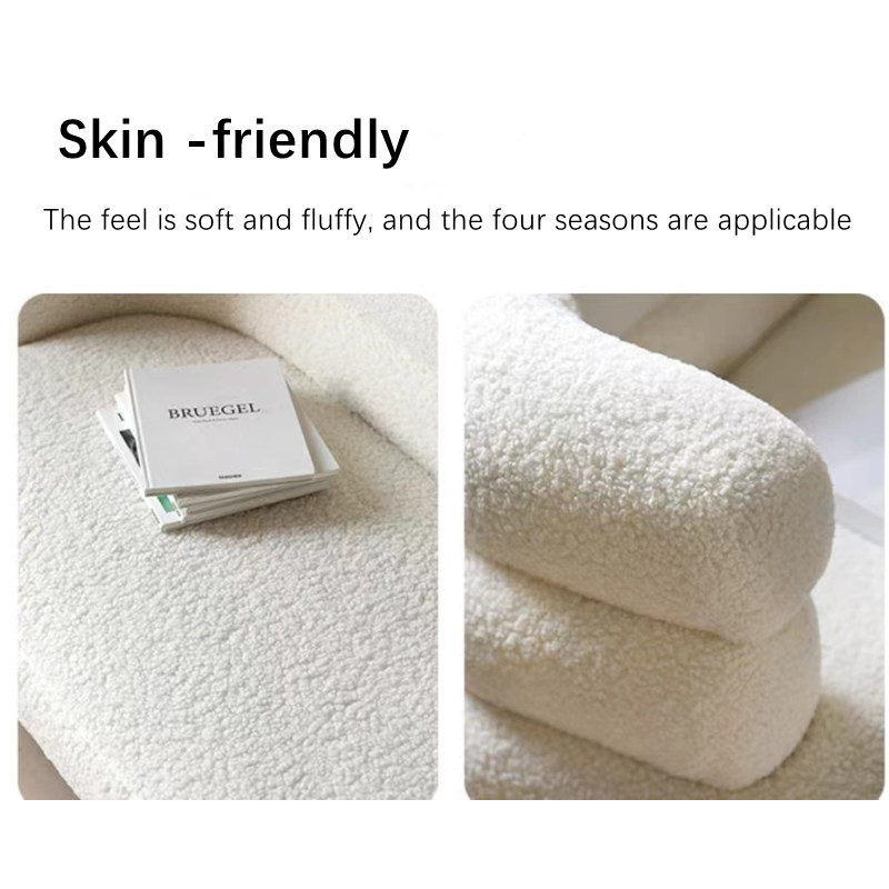 BLOE Creamy Windy Double Sofa Nordic Small Apartment Lambskin Living ...