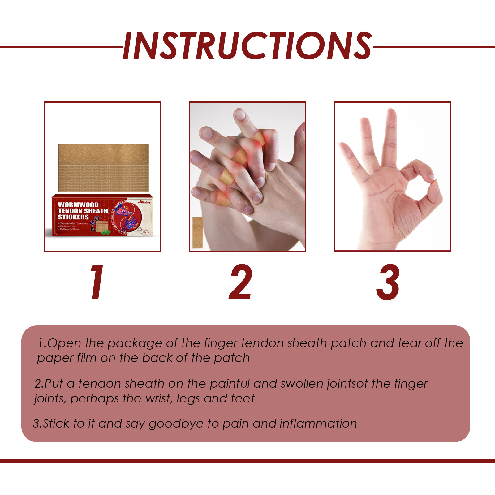 South Moon 10pcs Wormwood Tendon Sheath Stickers Hand Wrist Tendon ...