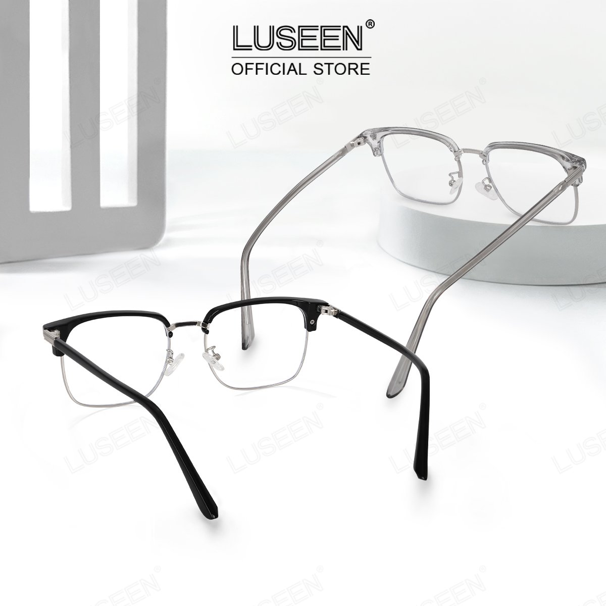 LUSEEN Eyeglasses Photochromic And Anti Radiation Eyeglass Rectangular ...