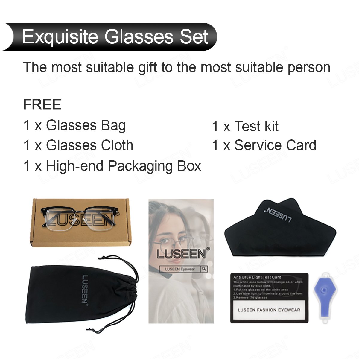 LUSEEN Eyeglasses Photochromic And Anti Radiation Eyeglass Rectangular ...