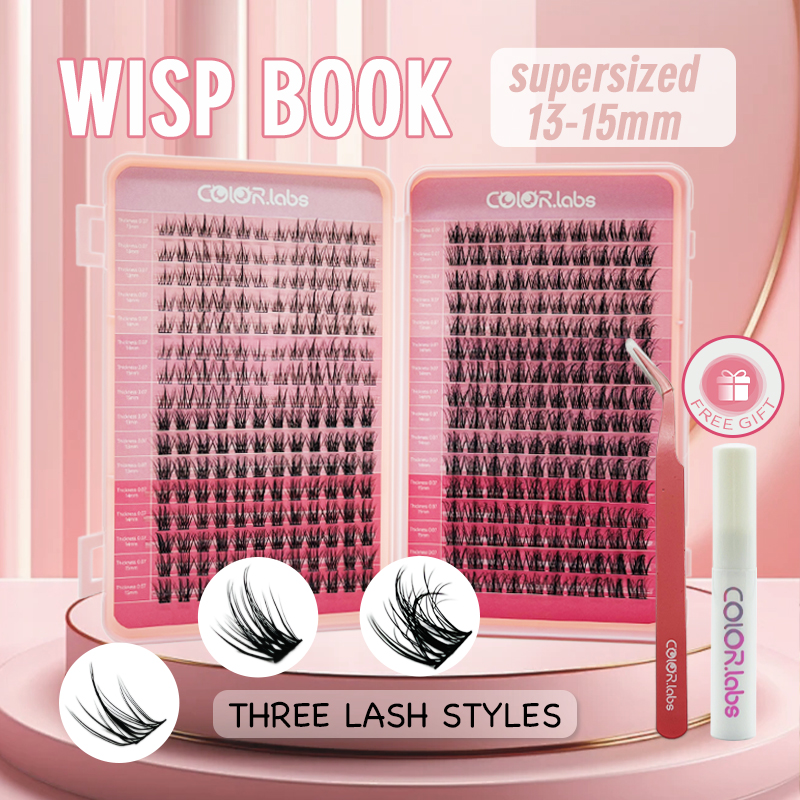 COLOR.labs Makeup False Eyelash Extensions Supersized 13-15mm Wisp Book ...