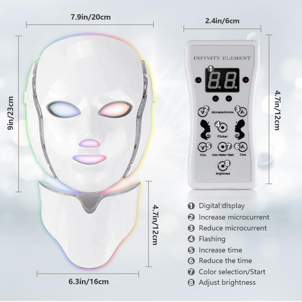 CkeyiN LED Face Masks PDT Photon Skin Beauty Therapy 7 Colors Light ...