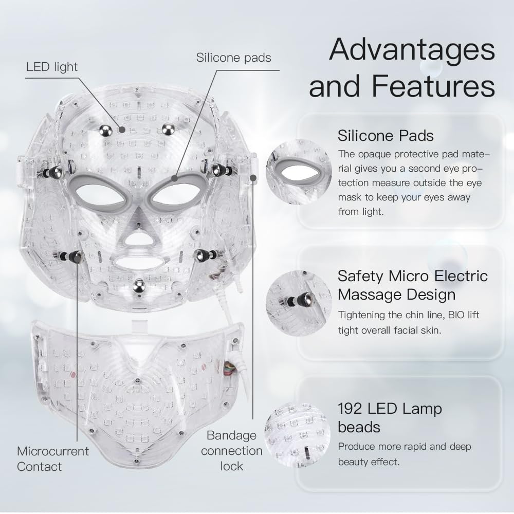 CkeyiN LED Face Masks PDT Photon Skin Beauty Therapy 7 Colors Light ...