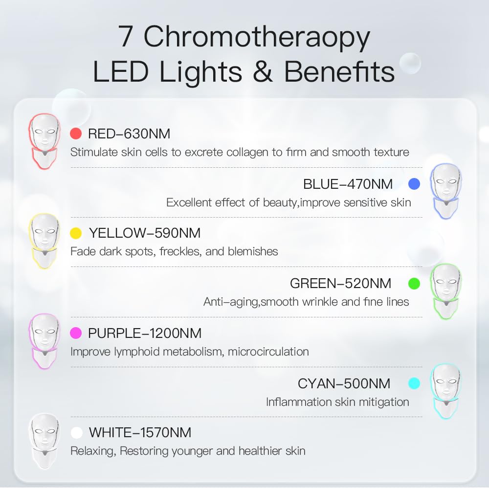 CkeyiN LED Face Masks PDT Photon Skin Beauty Therapy 7 Colors Light ...