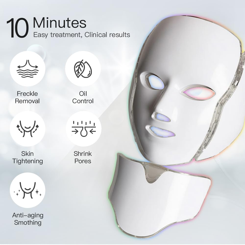 CkeyiN LED Face Masks PDT Photon Skin Beauty Therapy 7 Colors Light ...