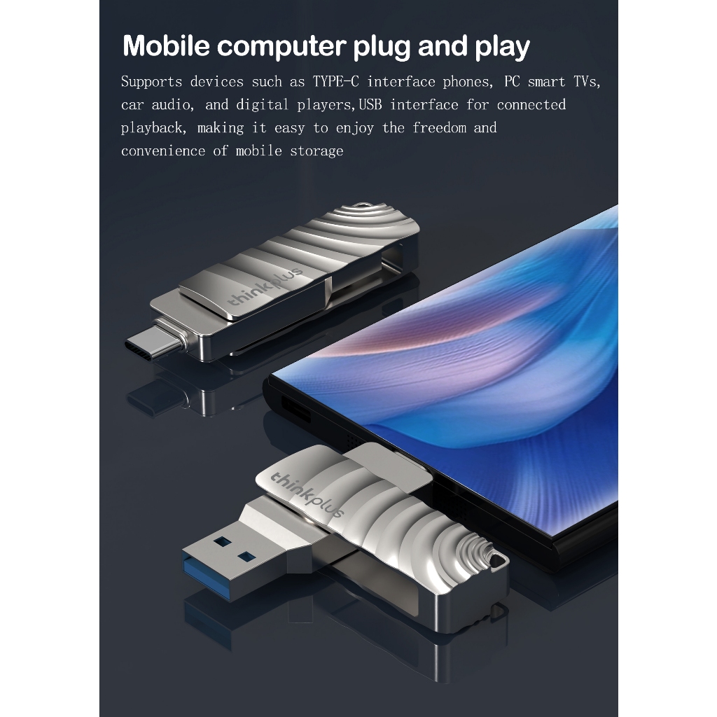 Lenovo Thinkplus Flash Drive Type-C USB 3.2 32/64/128GB MU232 USB3.0 high speed memoria | Shopee ...