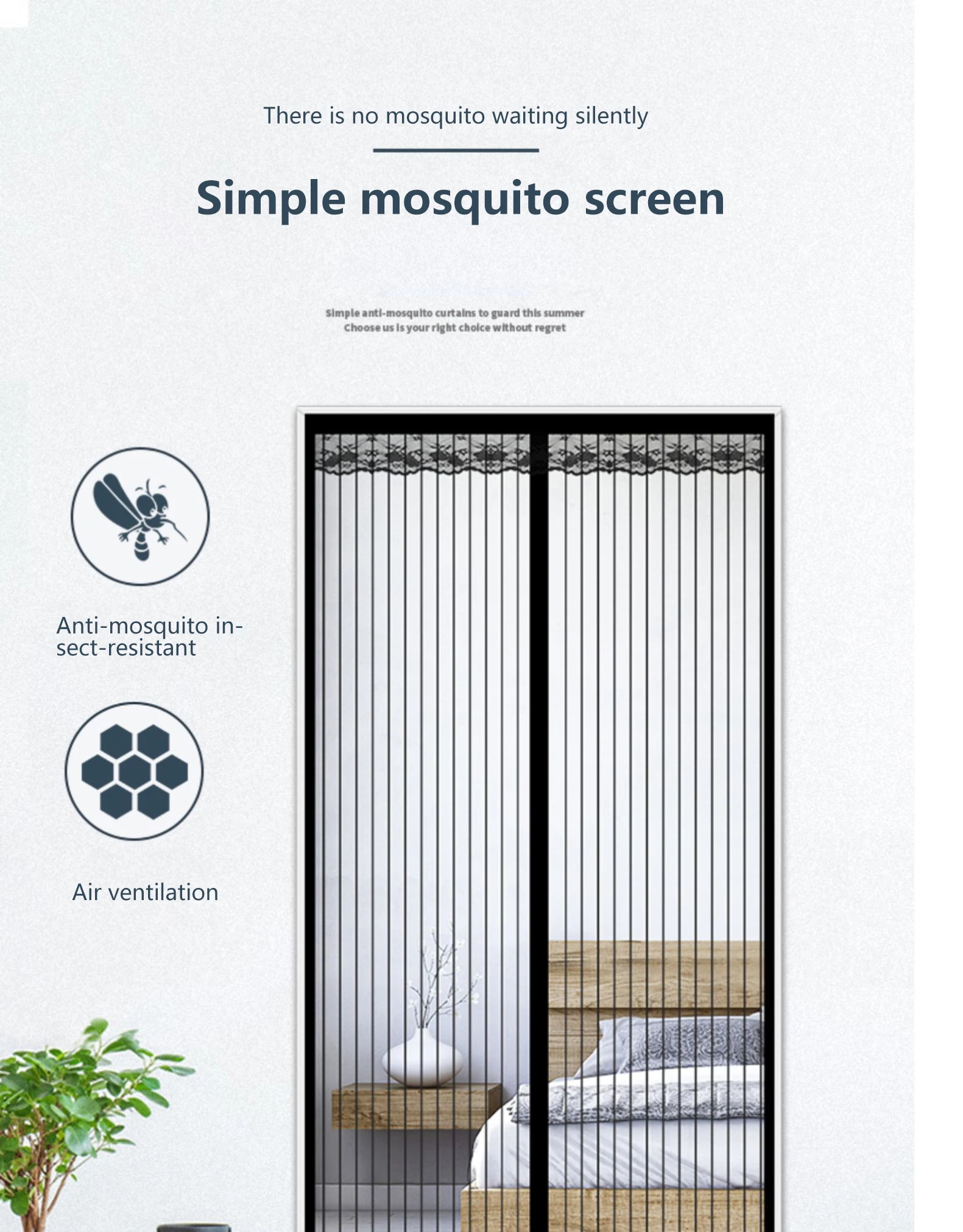 100x210CM Magnetic Door Net Anti-Mosquito Insect Fly Curtains Automatic ...