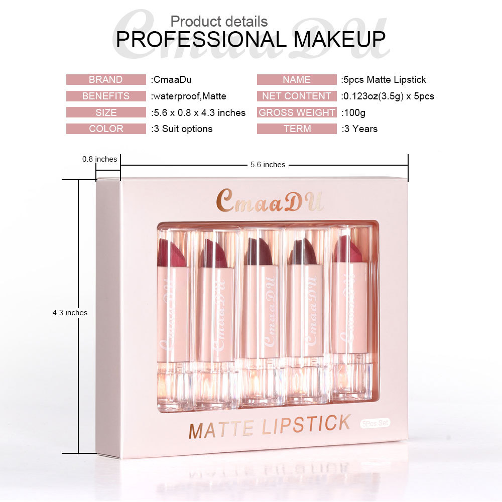 CmaaDu Lipstick Set Lipstick Lip Gloss Matte Moisturizing，Long-lasting ...