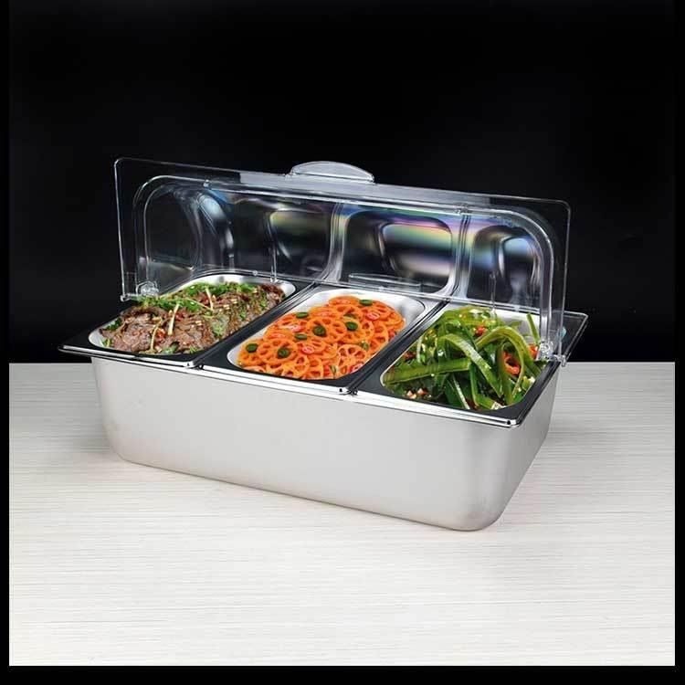 Double-layer Iced Stainless Steel Insulation Buffet Food Display Plate ...