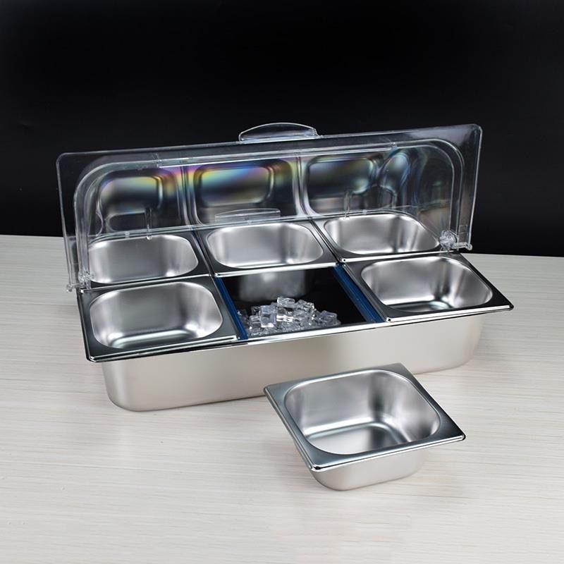 Double-layer Iced Stainless Steel Insulation Buffet Food Display Plate ...
