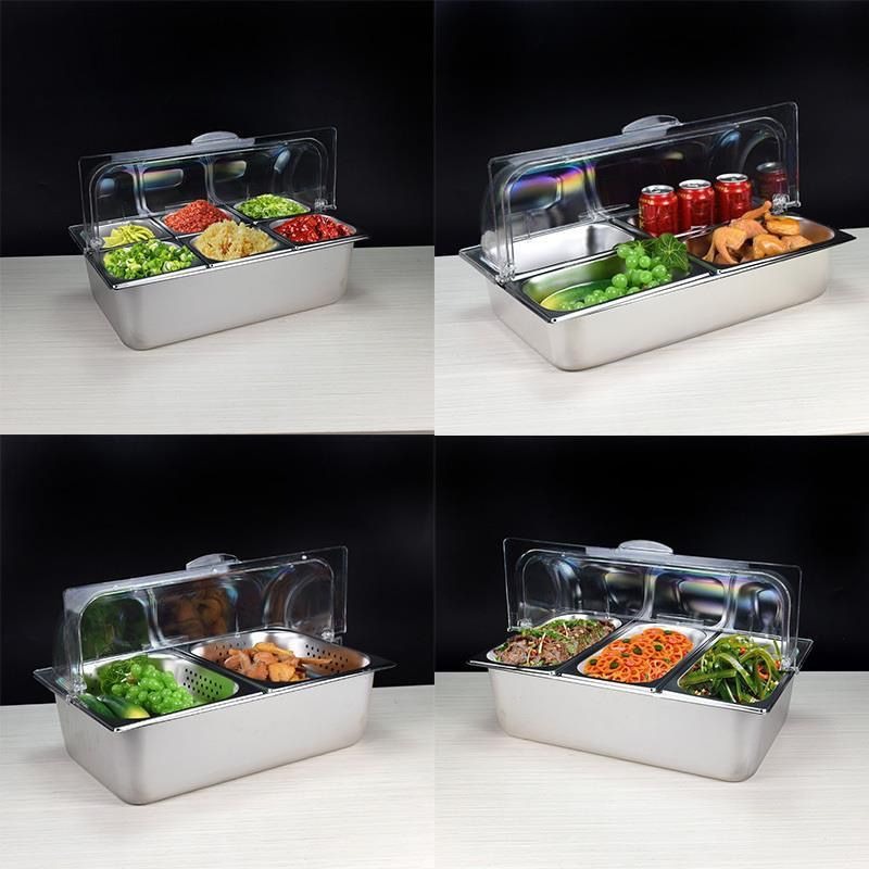 Double-layer Iced Stainless Steel Insulation Buffet Food Display Plate ...