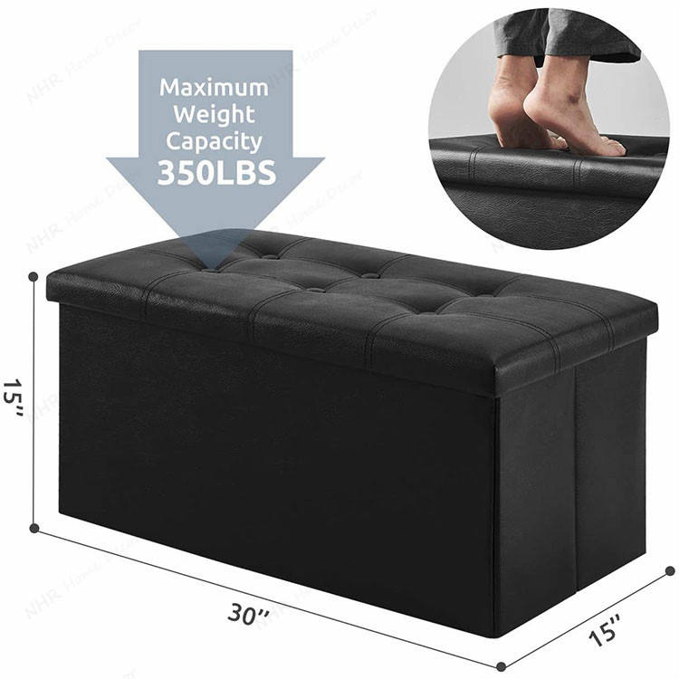 Rectangular Storage Stool Sit Sofa Folding Box Chair PVC and Leather ...