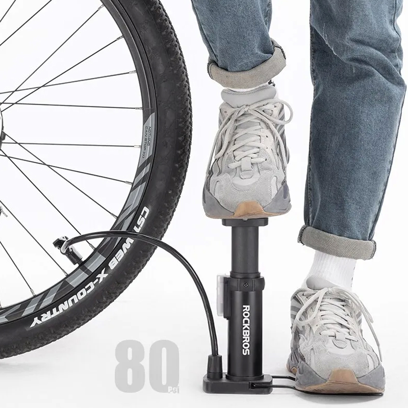 ROCKBROS Bike Mini Pump High Pressure 80PSI Bike Air Pump AV/FV ...