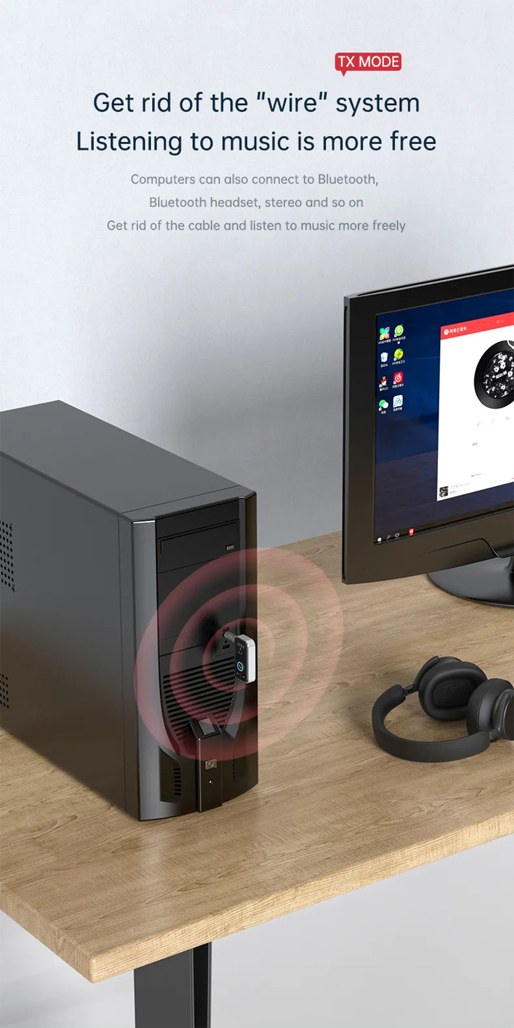 2 In 1 Car AUX Wireless Receiver Bluetooth 5.3 Adapter USB Mini Stereo ...