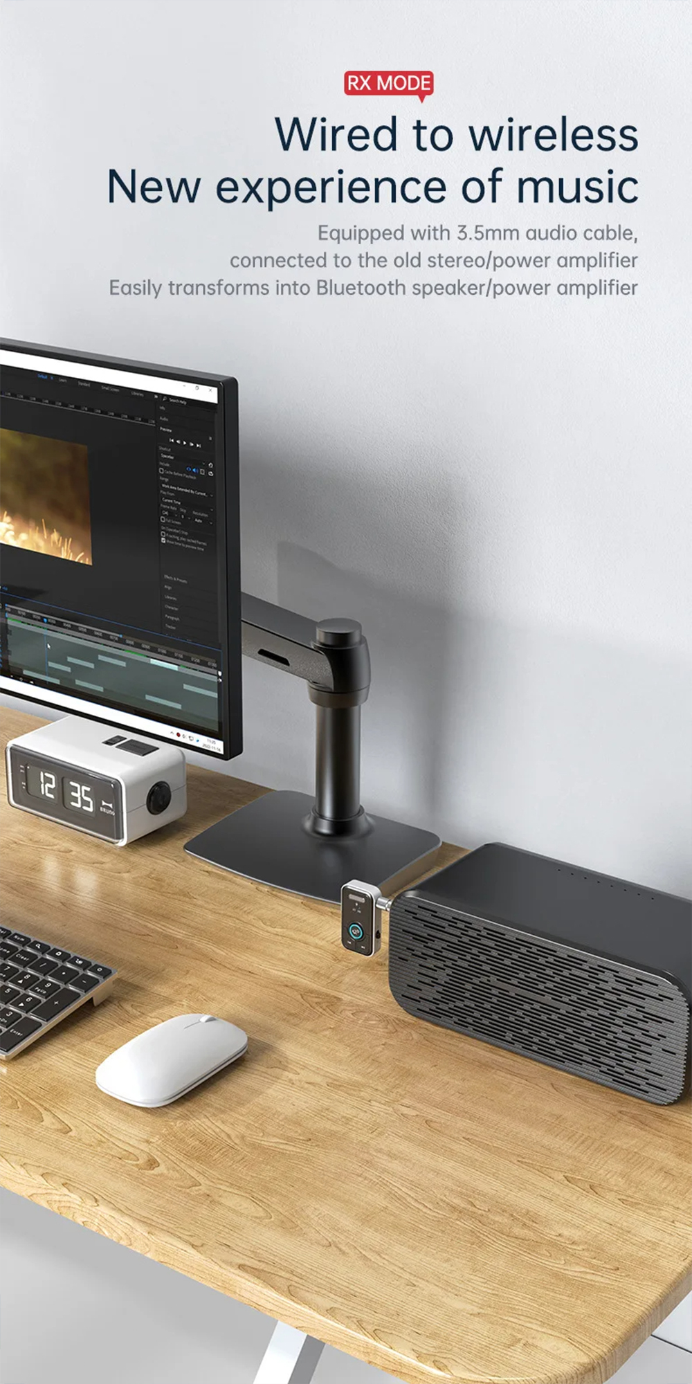 2 In 1 Car AUX Wireless Receiver Bluetooth 5.3 Adapter USB Mini Stereo ...