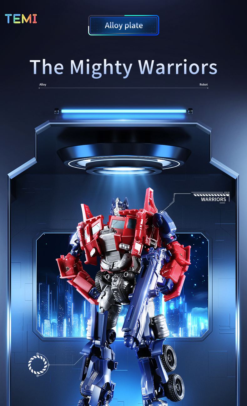 2 in 1 Transformering Bumblebee Optimus Prime Kid Toy Convertible Car to Robots Action Figures ...
