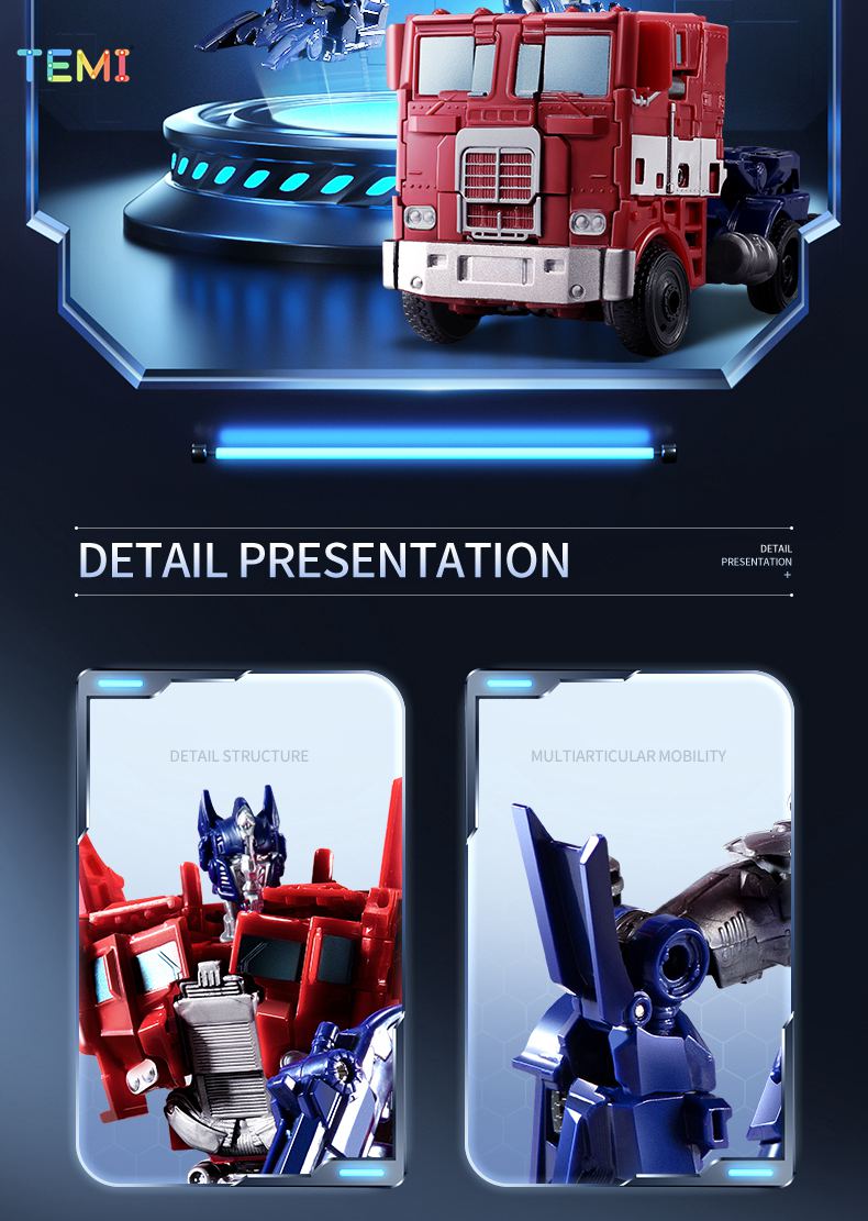 2 in 1 Transformering Bumblebee Optimus Prime Kid Toy Convertible Car to Robots Action Figures ...