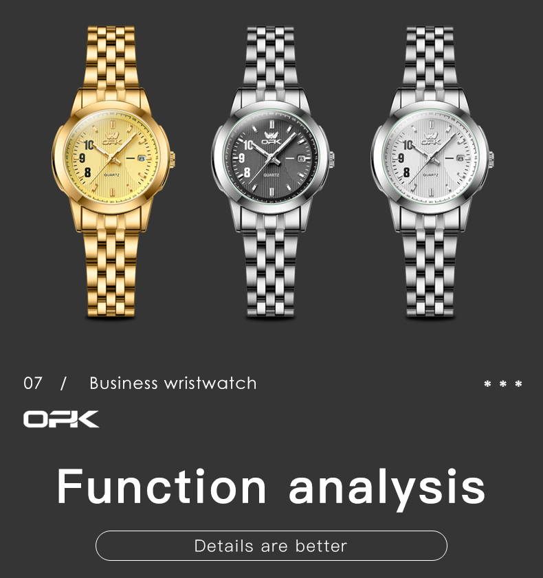 Opk Couple Watch Waterproof Stainless Steel Gold Calendar 6021 | Shopee ...