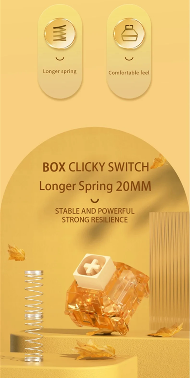 Kailh BOX Autumn Yellow Switch For Mechanical keyboard MX Stem 5 Pins ...