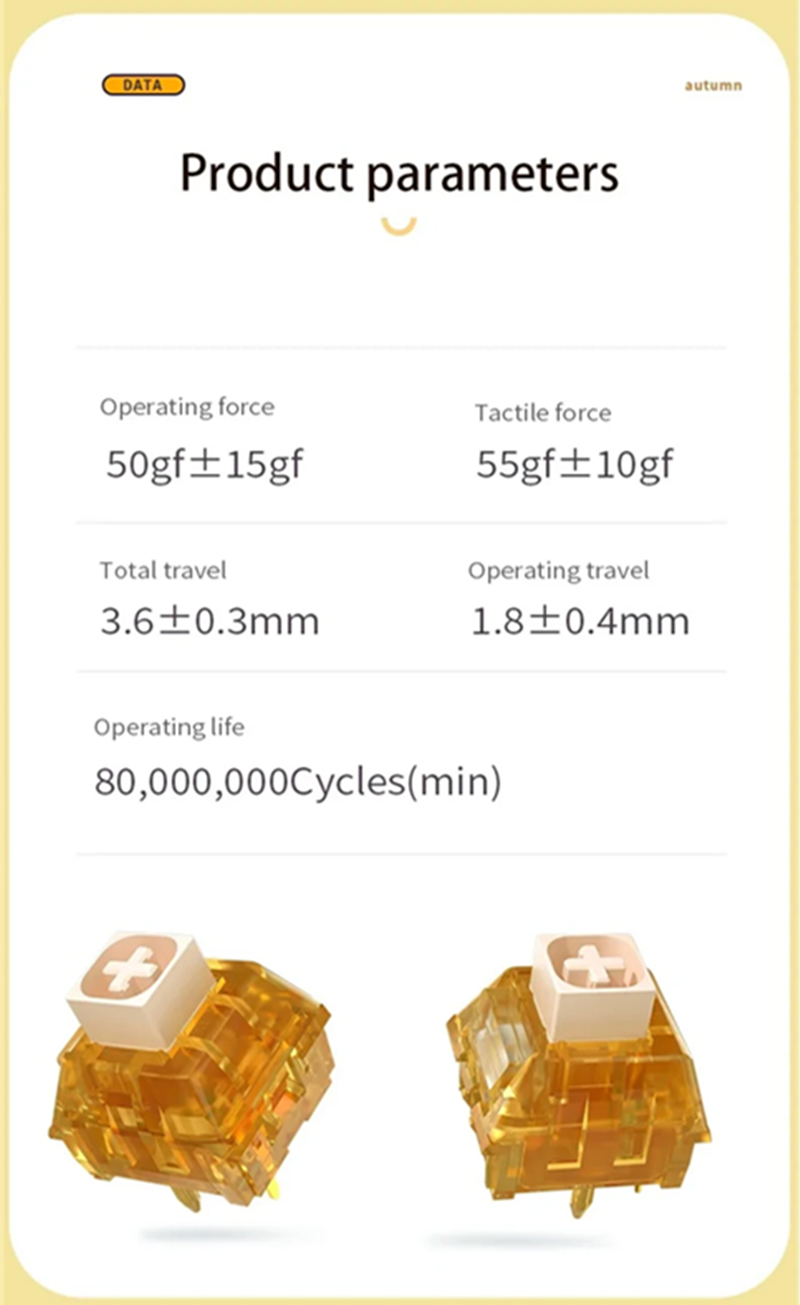 Kailh BOX Autumn Yellow Switch For Mechanical keyboard MX Stem 5 Pins ...