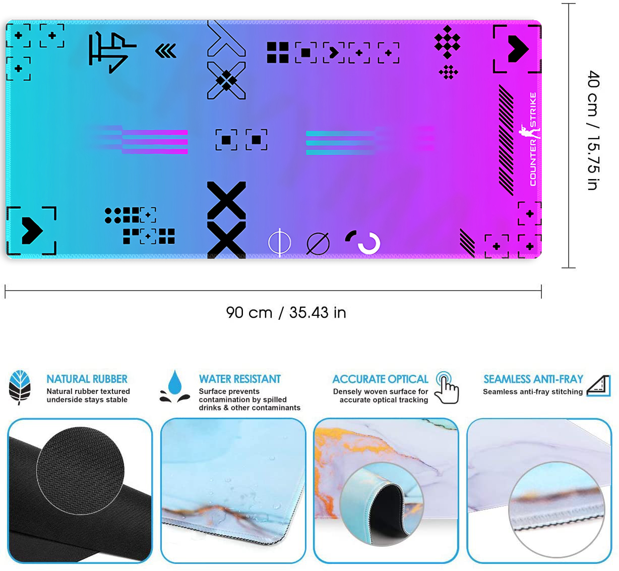 Geometric patterns Mouse Pad 900x400 Gaming Mat Desk Accessories Office ...