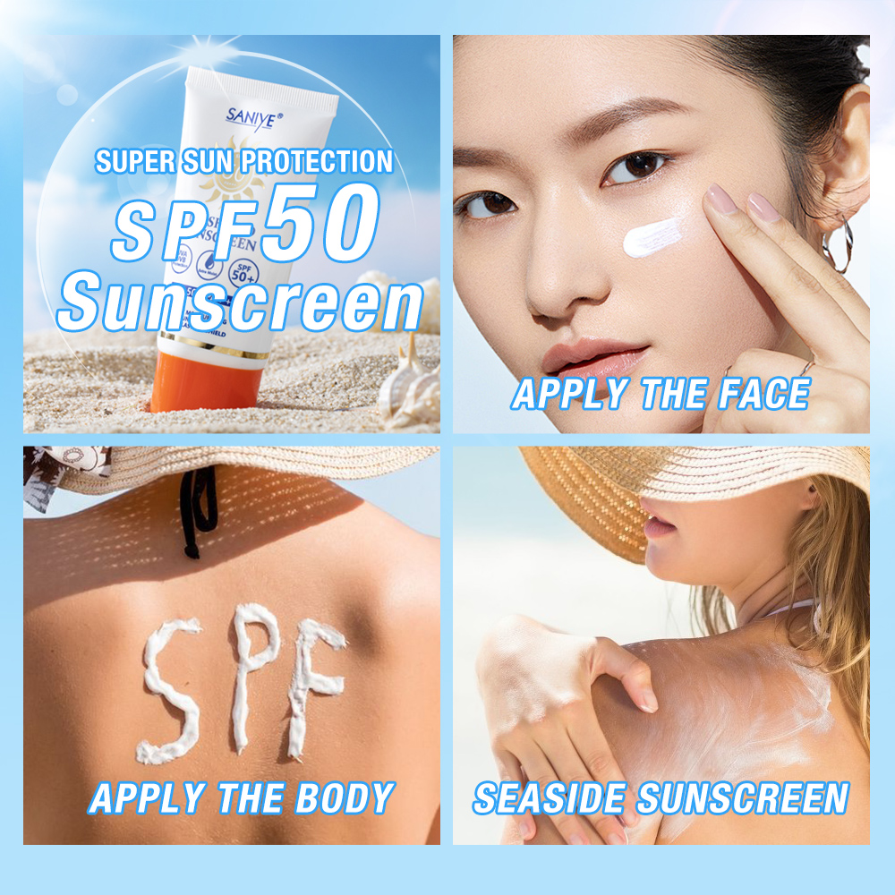 SANIYE Sunblock SPF90 PA+++ Body Face Sunscreen High Level Sun Protection Sun Cream Travel Size ...